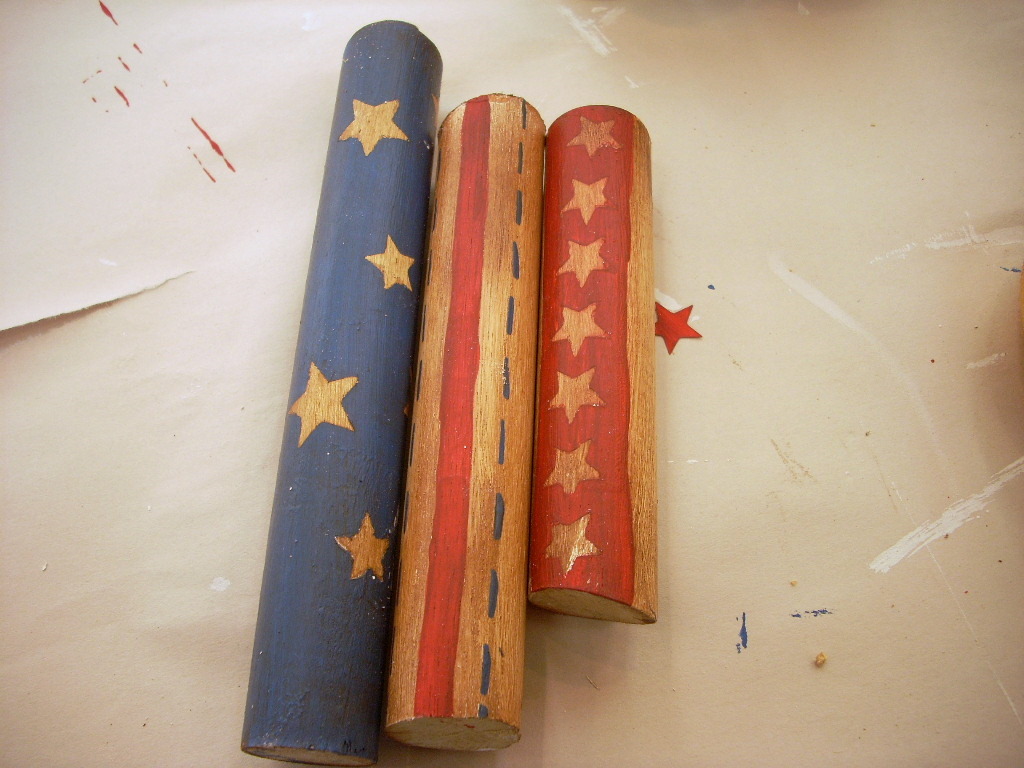 4th of July Craft - Hand Painted Wood Fireworks • Vicki O'Dell